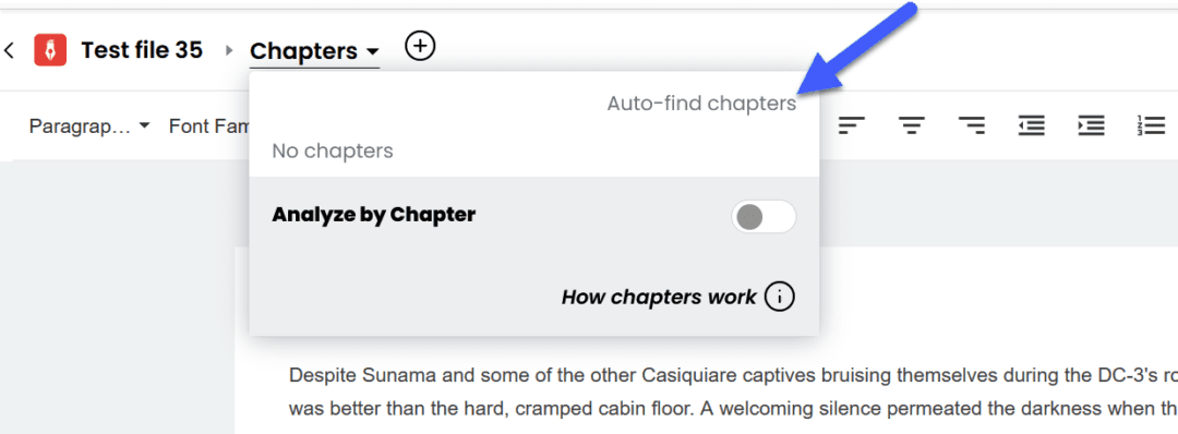 How do I work with chapters? - AutoCrit Online Editing